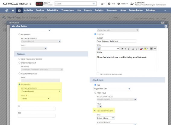 Send Automated Customer Statements Emails In Netsuite